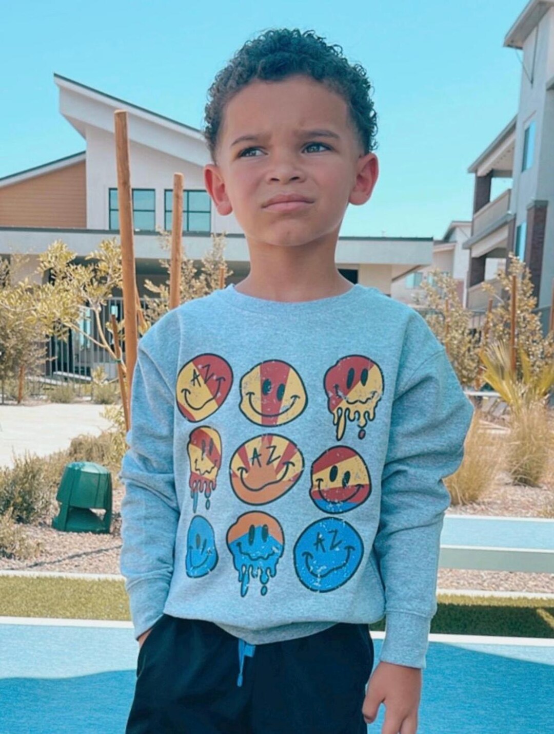 Arizona Melting Smiley Sweatshirt, Youth Crewneck, Arizona Flag - Etsy