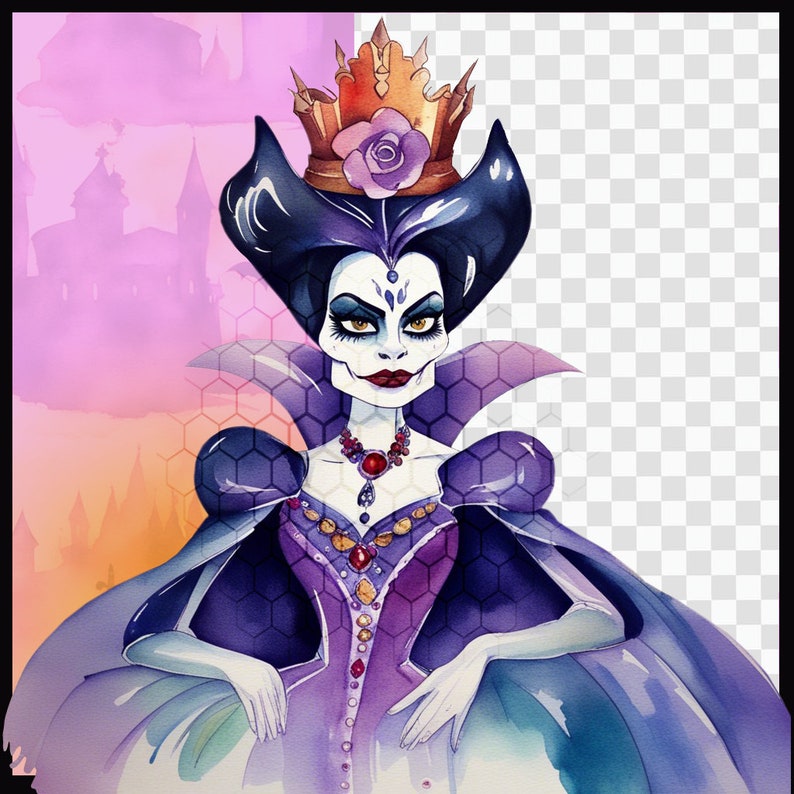 13 Evil Queen Catrina Clipart, Watercolor, Flower Clipart, Mexican Dia ...