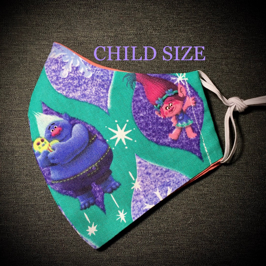 Child Sz Custom Fit Trolls Movie Branch Poppy Guy Diamond Mask/ear ...