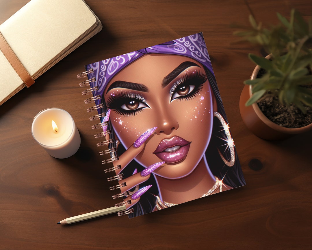 Hispanic Woman Glam Makeup Journal Covers PNG Design Sublimation ...