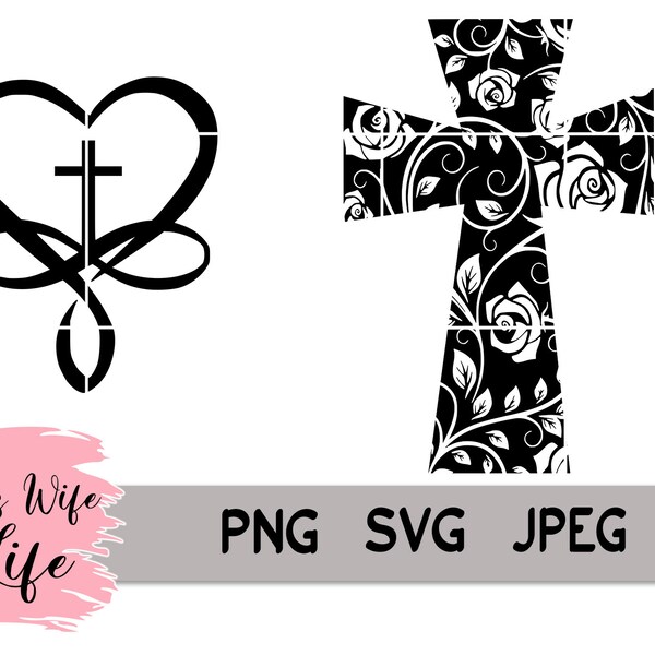 Cross Heart Svg - Etsy