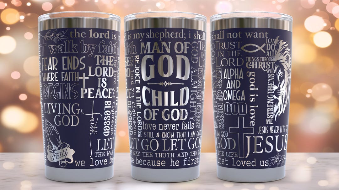 Man of God Laser Engraved Full Wrap Design for 20oz Tumbler, SVG ...