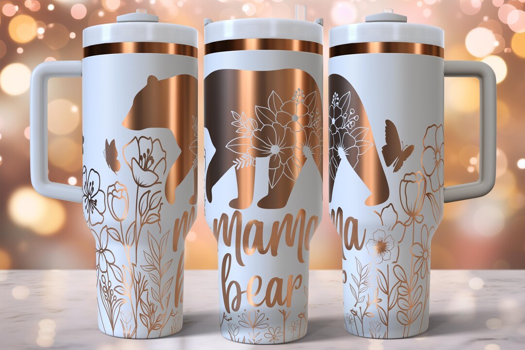Mama Bear Silhouette Laser Engraved Full Wrap Design for 40oz Tumbler ...