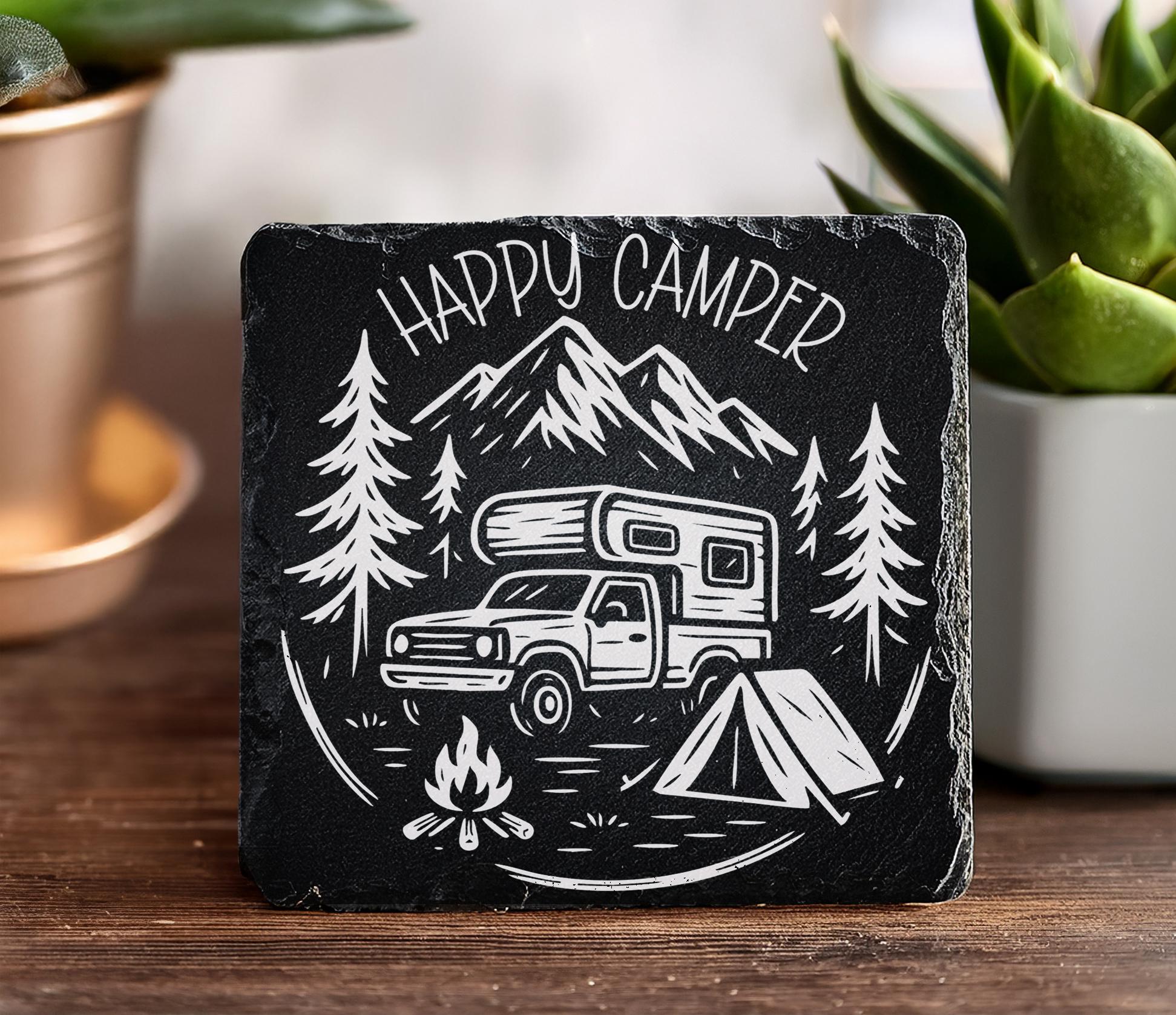 8 Funny Camping Slate Coaster Files, PNG & SVG Laser Engraved ...