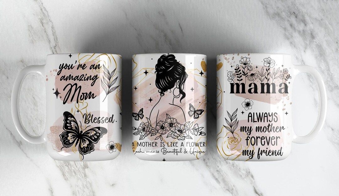 Blessed MAMA Mug Wrap PNG, Mug Sublimation Designs, 11oz Mug Wrap, 15oz ...