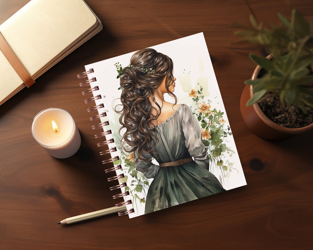 Watercolor Girl Journal Cover PNG Design Sublimation - Printable Spiral ...