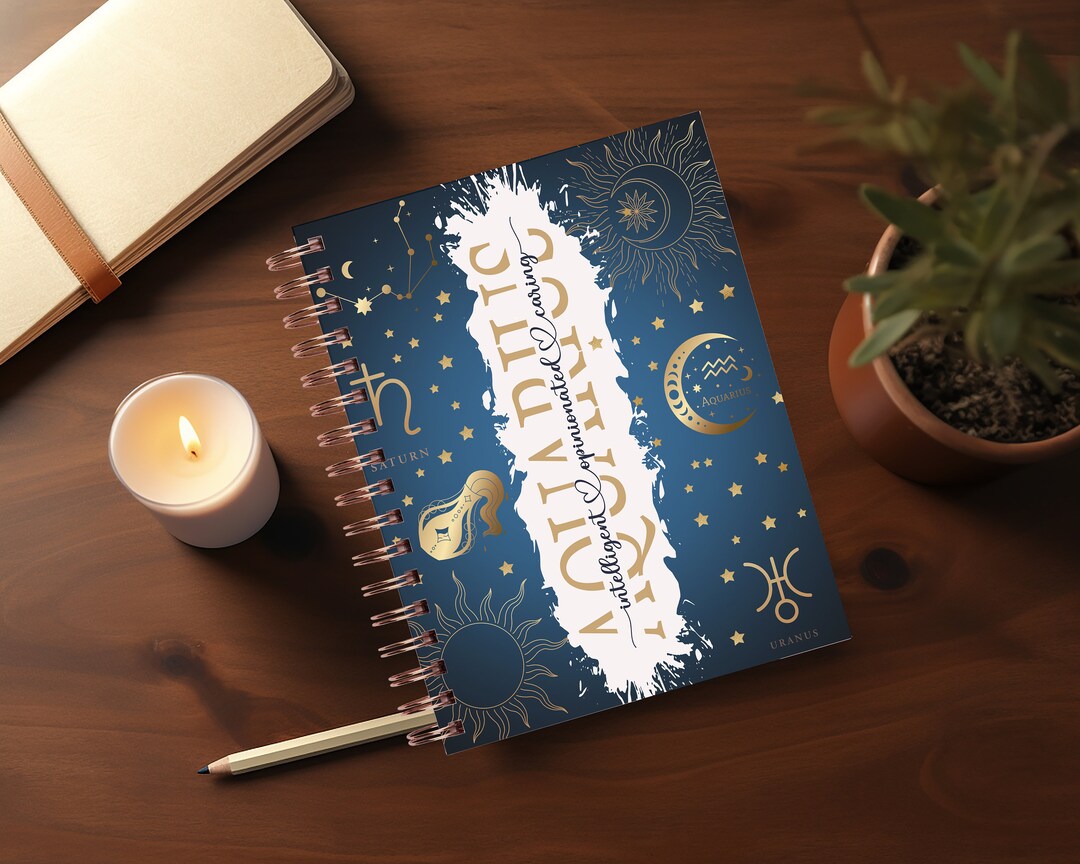 AQUARIUS Zodiac Sign Journal Covers PNG Design Sublimation - Printable ...