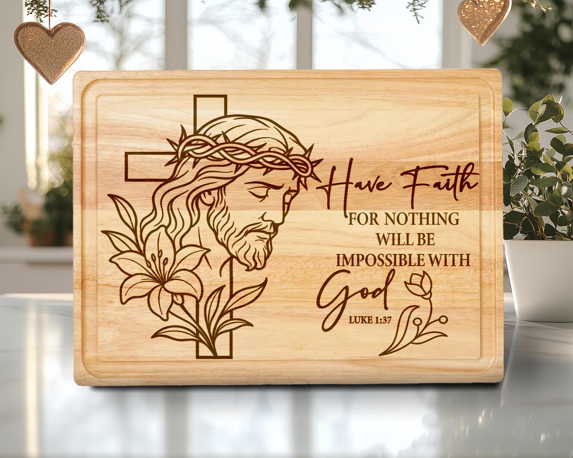Jesus Bible Verse Cutting Board Laser Engraved File Design, Charcuterie ...