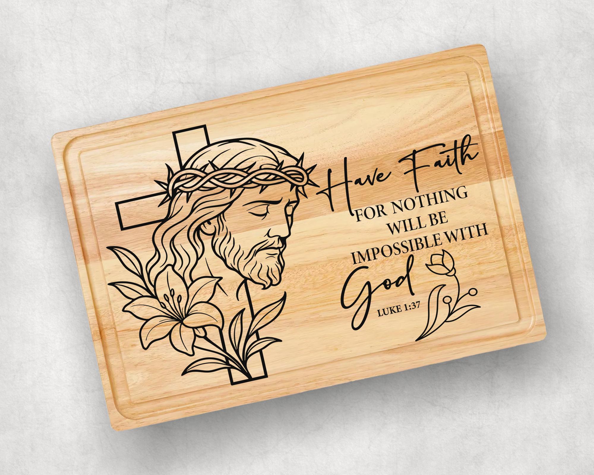 Jesus Bible Verse Cutting Board Laser Engraved File Design, Charcuterie ...