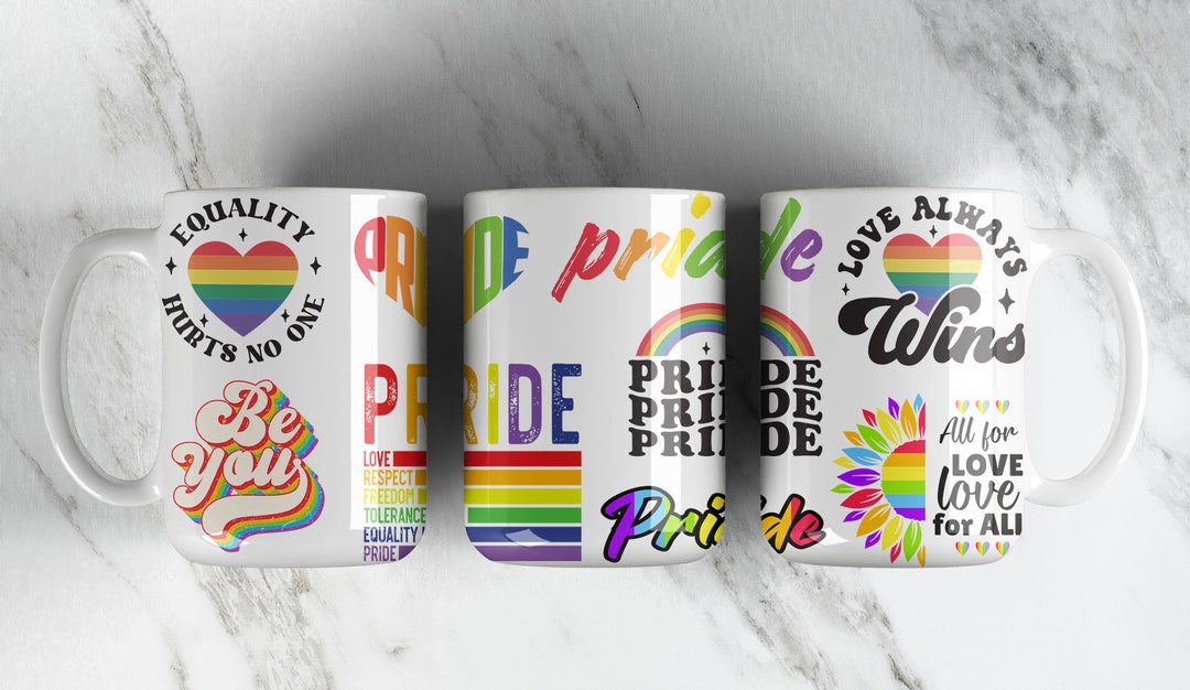 Pride Month Rainbow 11oz Mug Cup Sublimation Wrap PNG, 11 Oz Coffee Cup ...