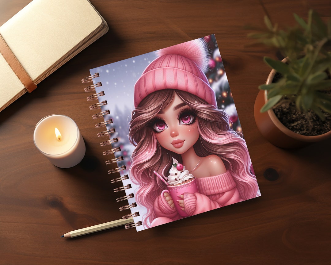 Chibi Girl in the Snow Journal Cover PNG Design Sublimation - Spiral ...