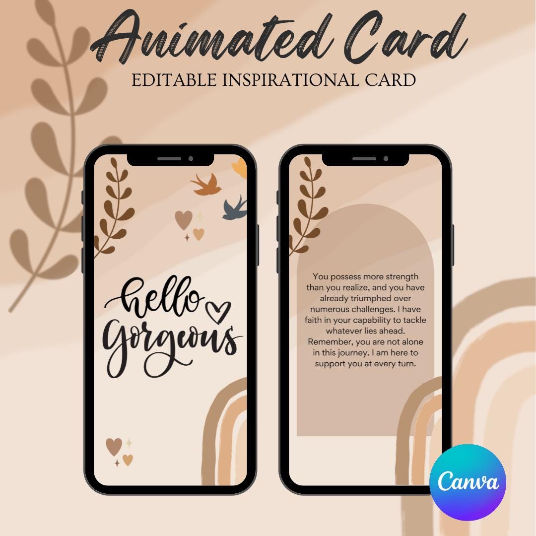 Digital Positive Affirmation Card, Editable Card, Canva Template, Self ...