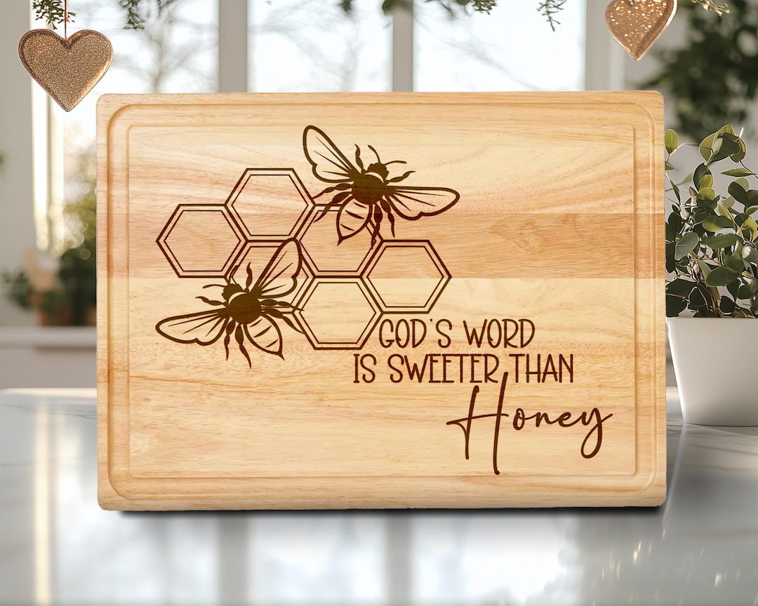 Honeycomb Bees Cutting Board Laser Engraved SVG & PNG File Design ...