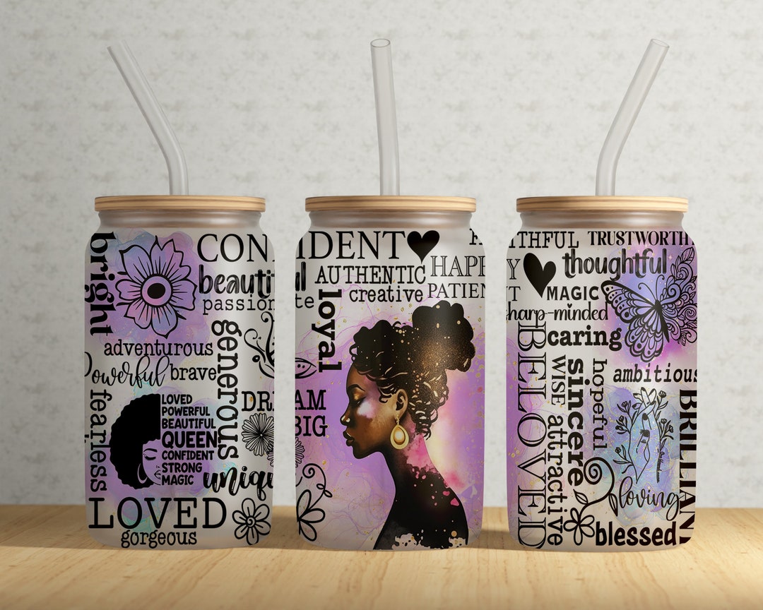 Black Girl Magic 16oz Glass Tumbler PNG File, 16oz Libbey Glass Wrap ...