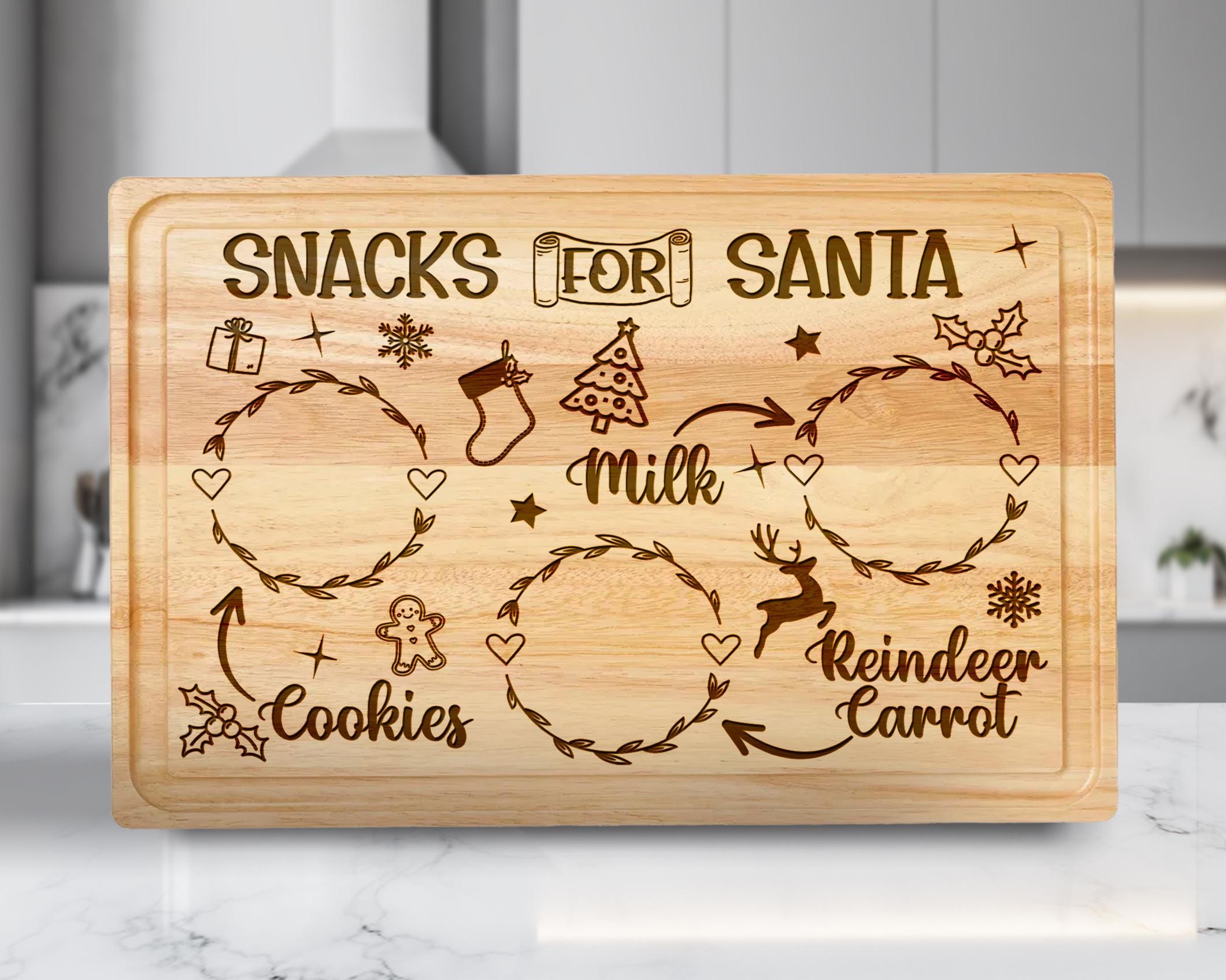 Snacks for Santa Cutting Board Laser Engraved File Design, Charcuterie ...