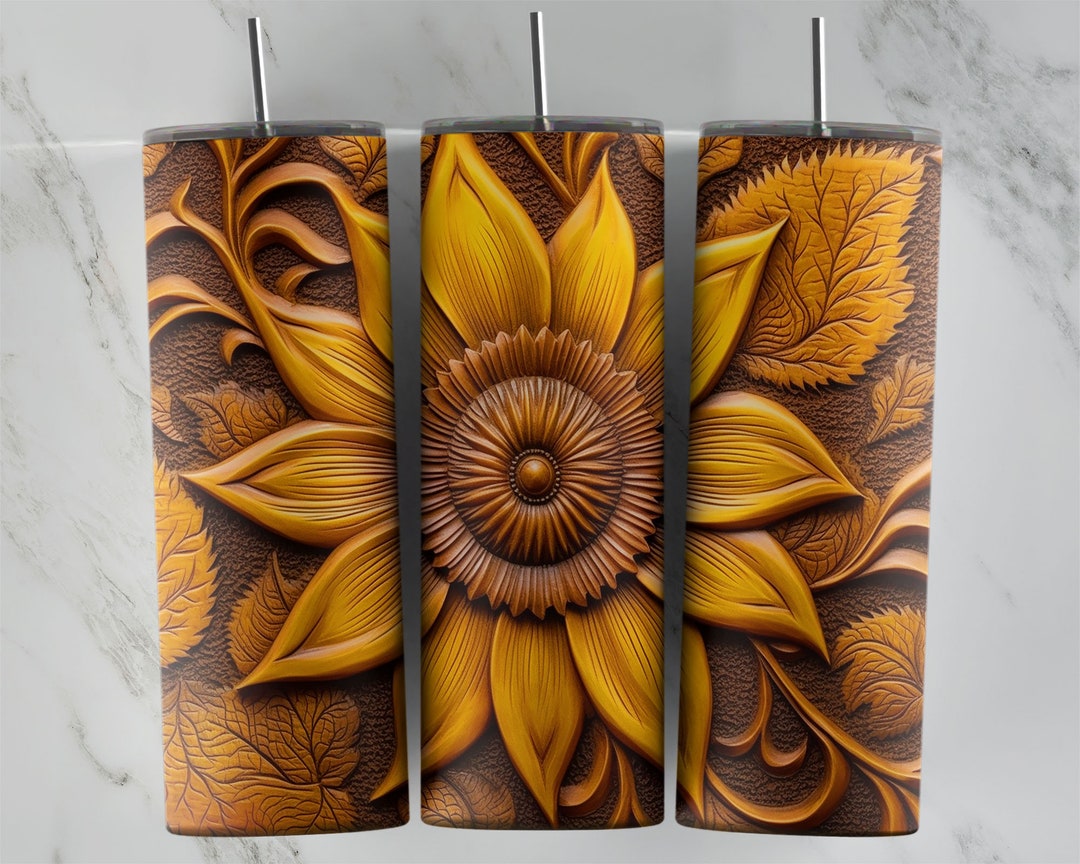 Sunflower Wood Engrave 20 Oz Skinny Tumbler Sublimation Design PNG File ...