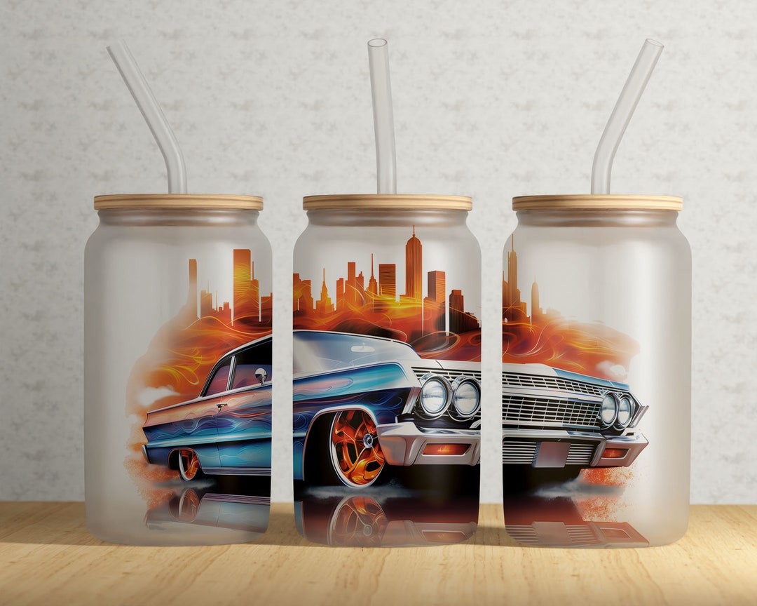 Fathers Day 16 Oz Glass Can Tumbler Sublimation PNG File Wrap Design ...