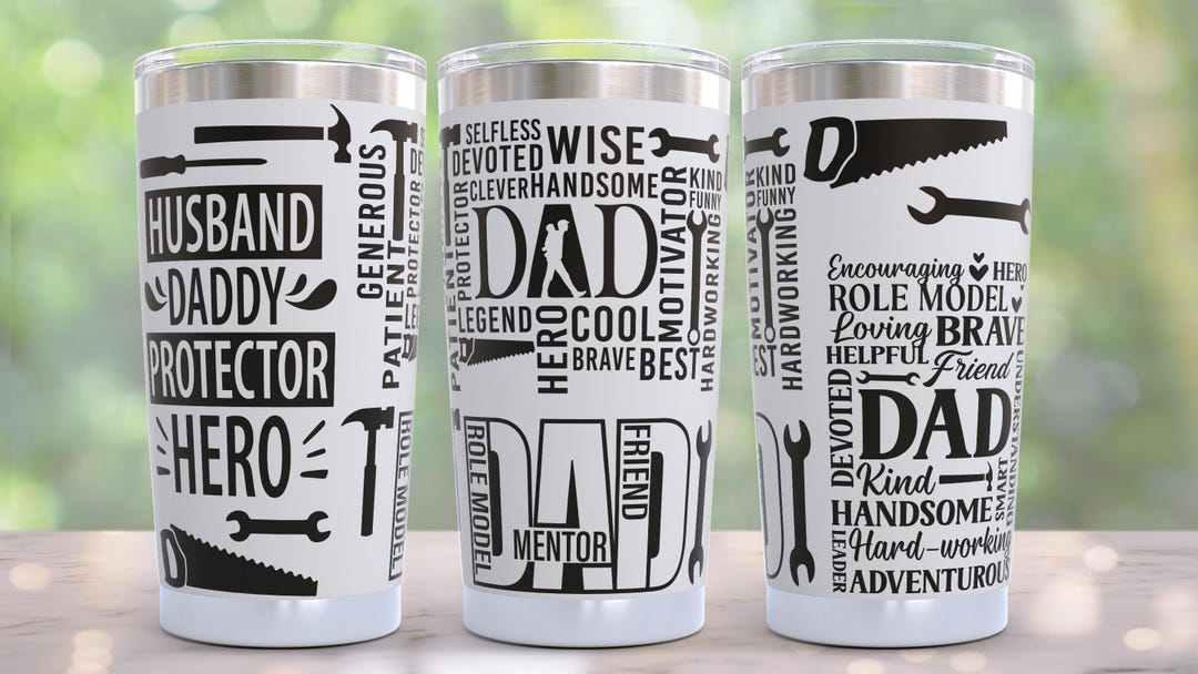Dad Father Laser Engraved Full Wrap Design for 20oz Tumbler, SVG ...
