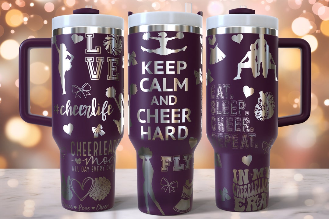 Cheer Cheerleading Laser Engraved Full Wrap Design for 40oz Tumbler ...