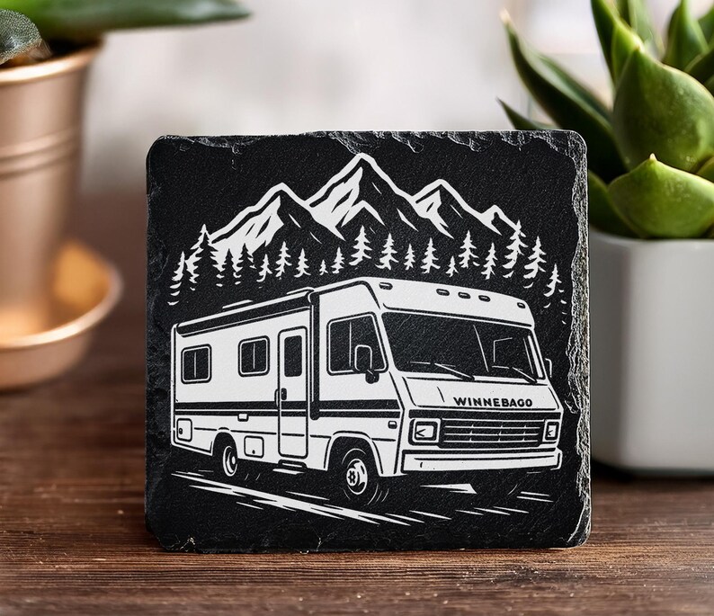 8 Funny Camping Slate Coaster Files, PNG & SVG Laser Engraved ...