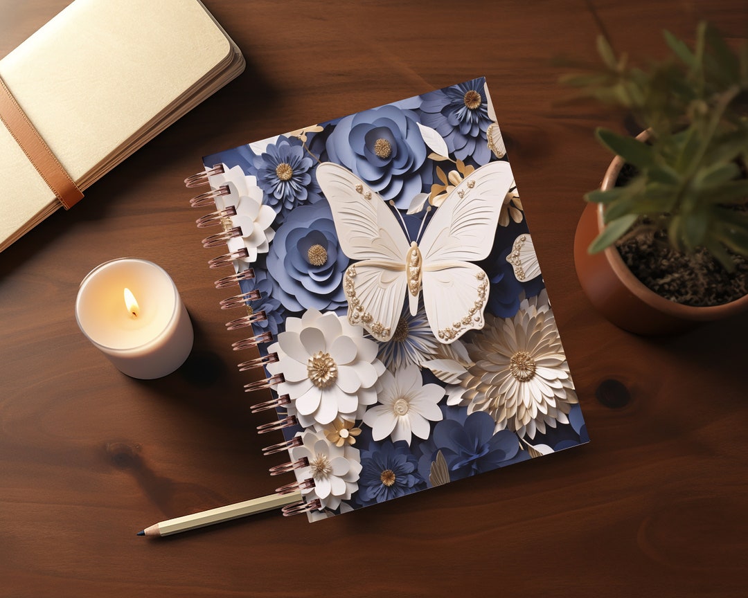 3D Floral Butterfly Journal Covers PNG Design Sublimation - 3D Flowers ...