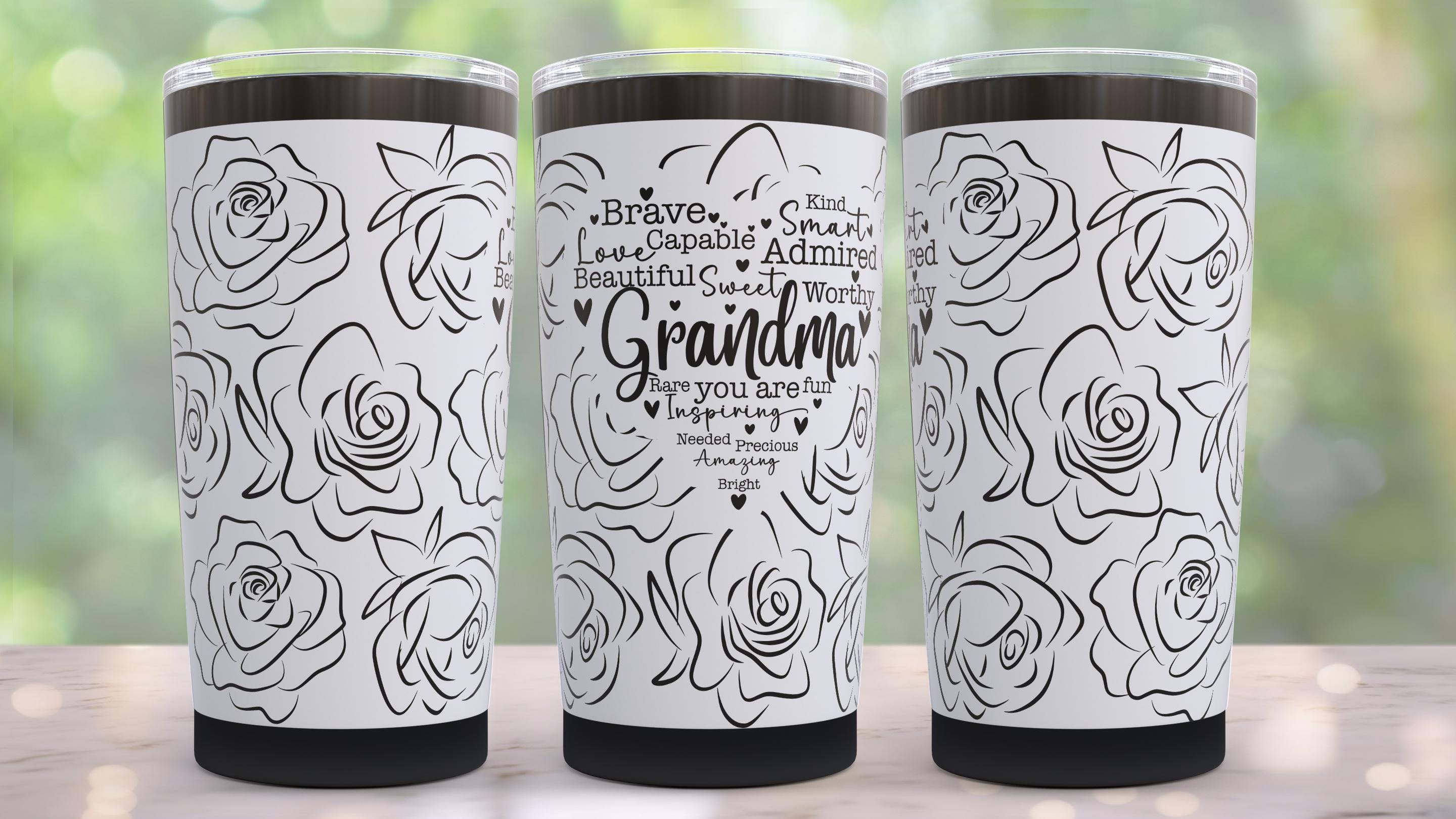 Grandma Laser Engraved Full Wrap Design for 20oz Tumbler, SVG, Tumbler ...