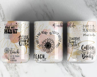 11oz 15oz TEACHER Affirmation Mug Sublimation Design PNG File Teacher ...