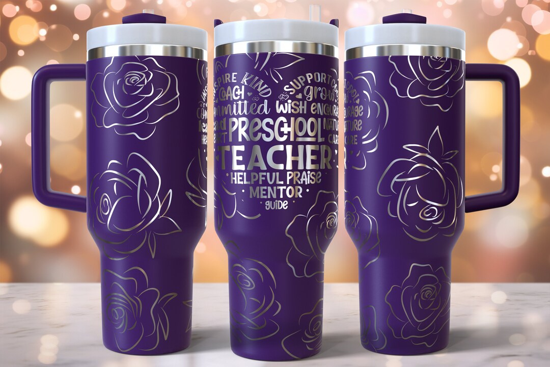 Preschool TEACHER Laser Engraved Full Wrap Design for 40oz Tumbler ...