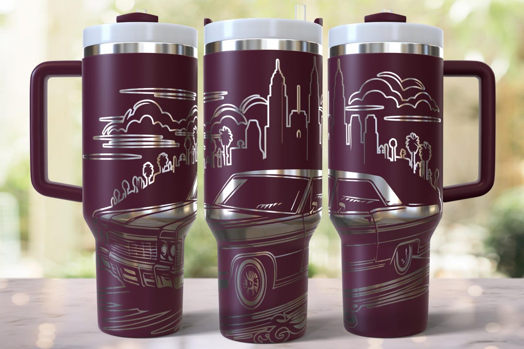 Lowrider Car Engraved Full Wrap Design for 40oz Tumbler, Digital ...
