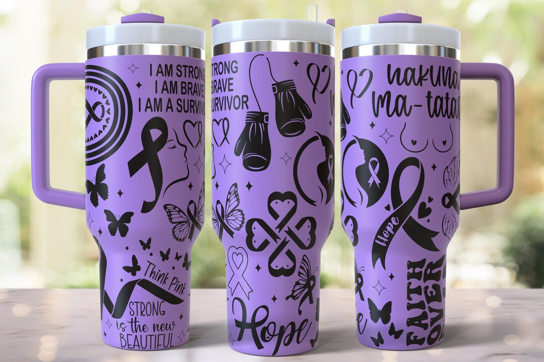 Breast Cancer Survivor Laser Engraved Full Wrap Design for 40oz Tumbler ...