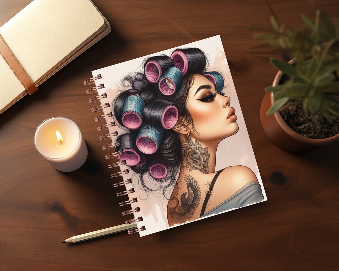 Tattooed Girl in Curlers Journal Covers PNG Design Sublimation - Always ...