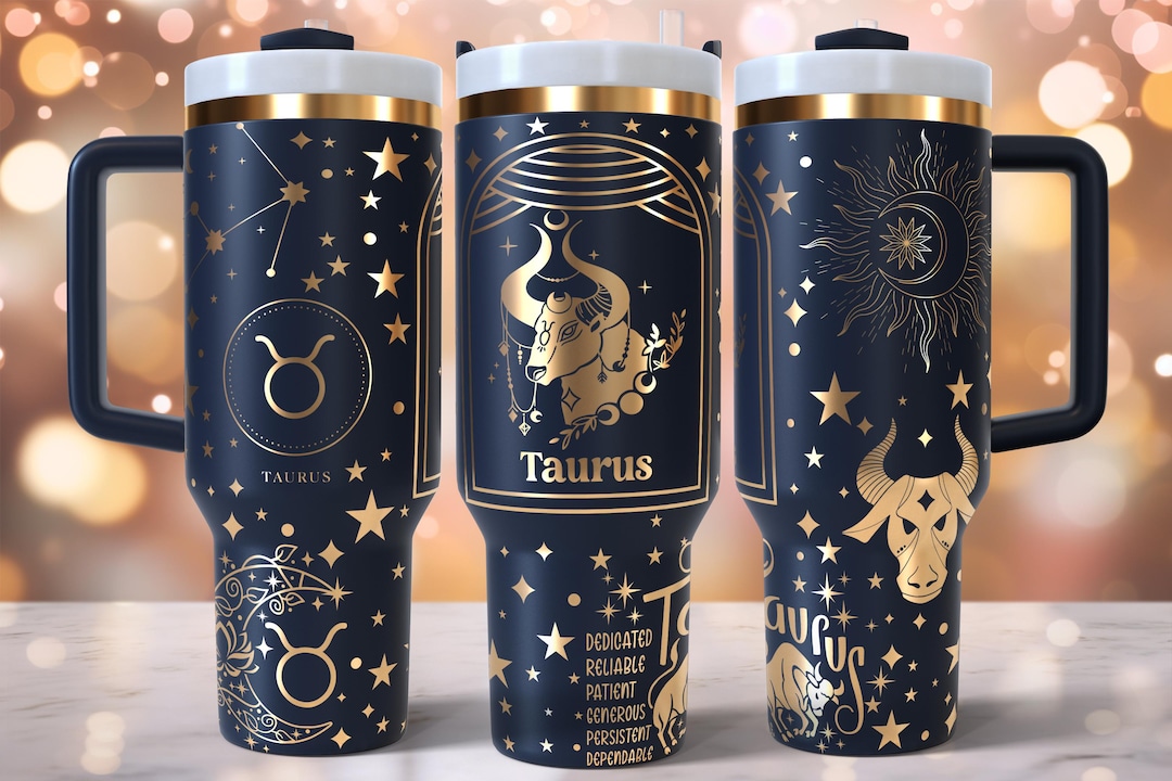 Zodiac Sign TAURUS Laser Engraved Full Wrap Design for 40oz Tumbler ...