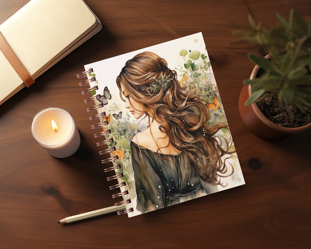 Buy Watercolor Beautiful Woman Journal Covers PNG Design Sublimation ...