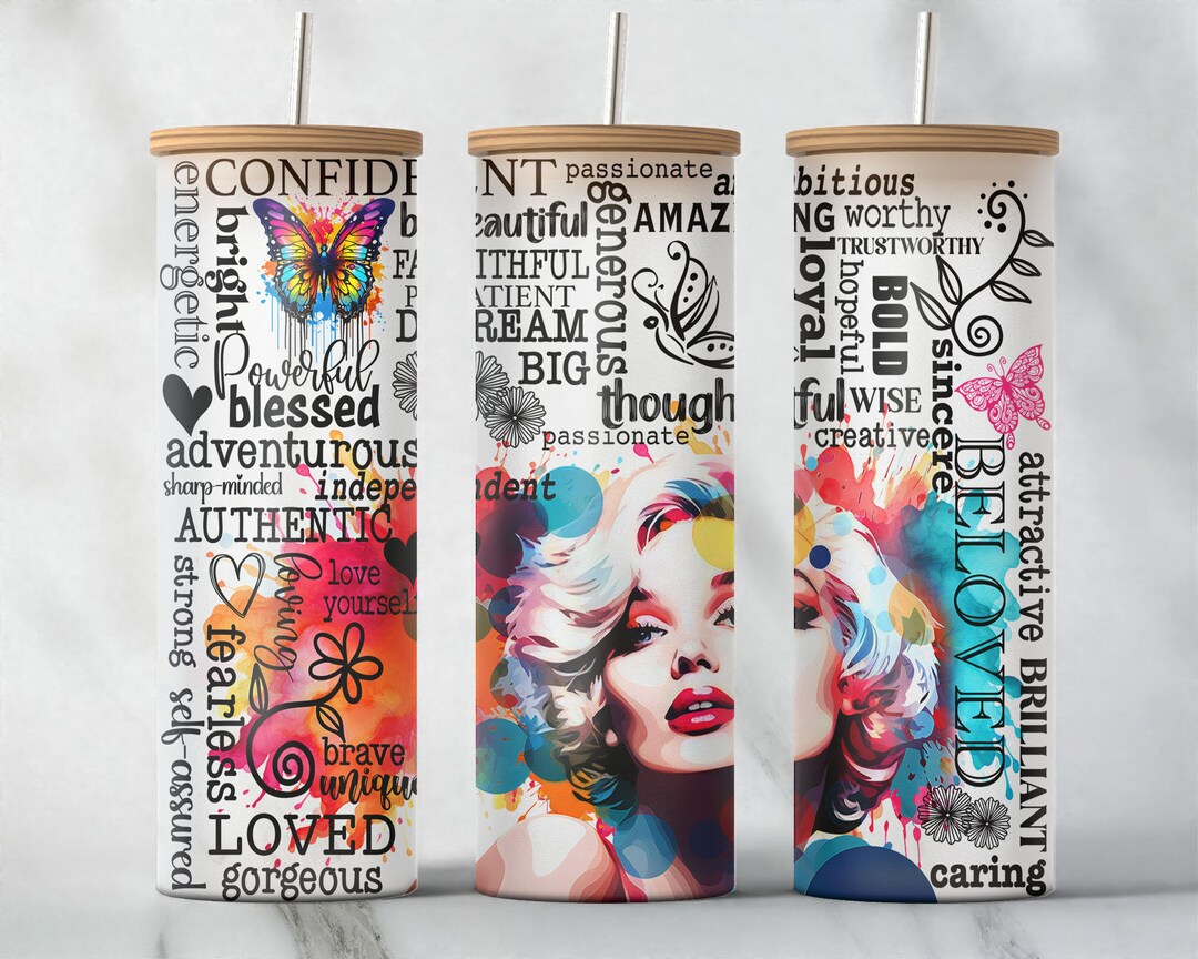 Positive Self Affirmations 25oz Glass Can Tumbler Wrap PNG File • Pop ...
