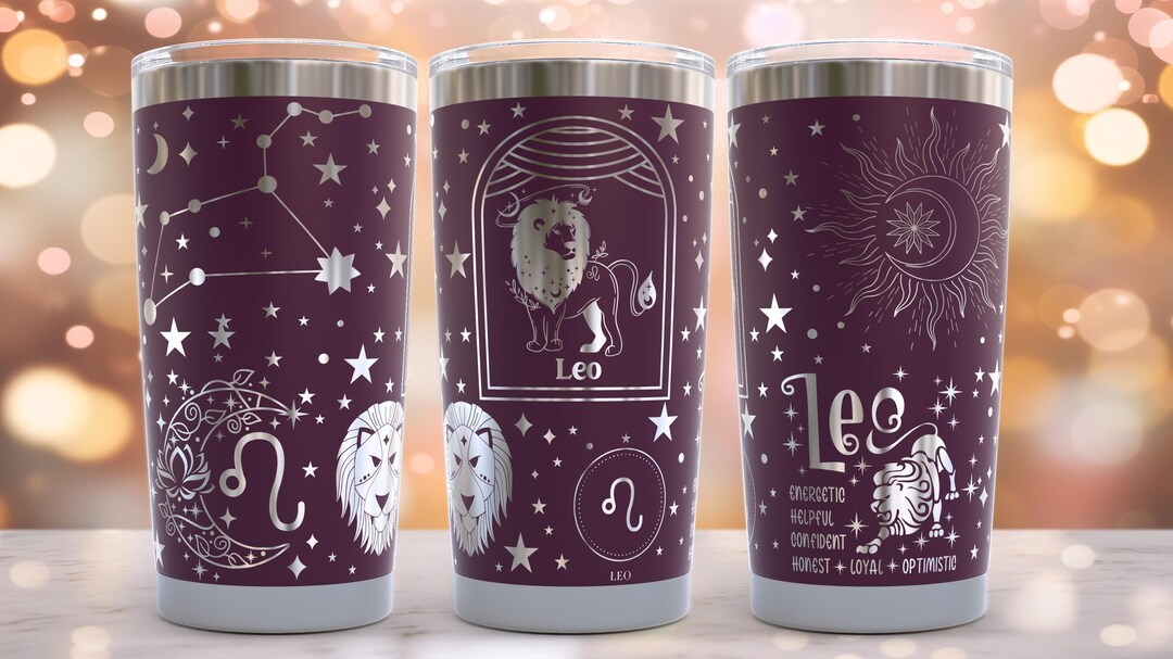 Leo Zodiac Signs Laser Engraved Full Wrap Design for 20oz Tumbler, SVG ...