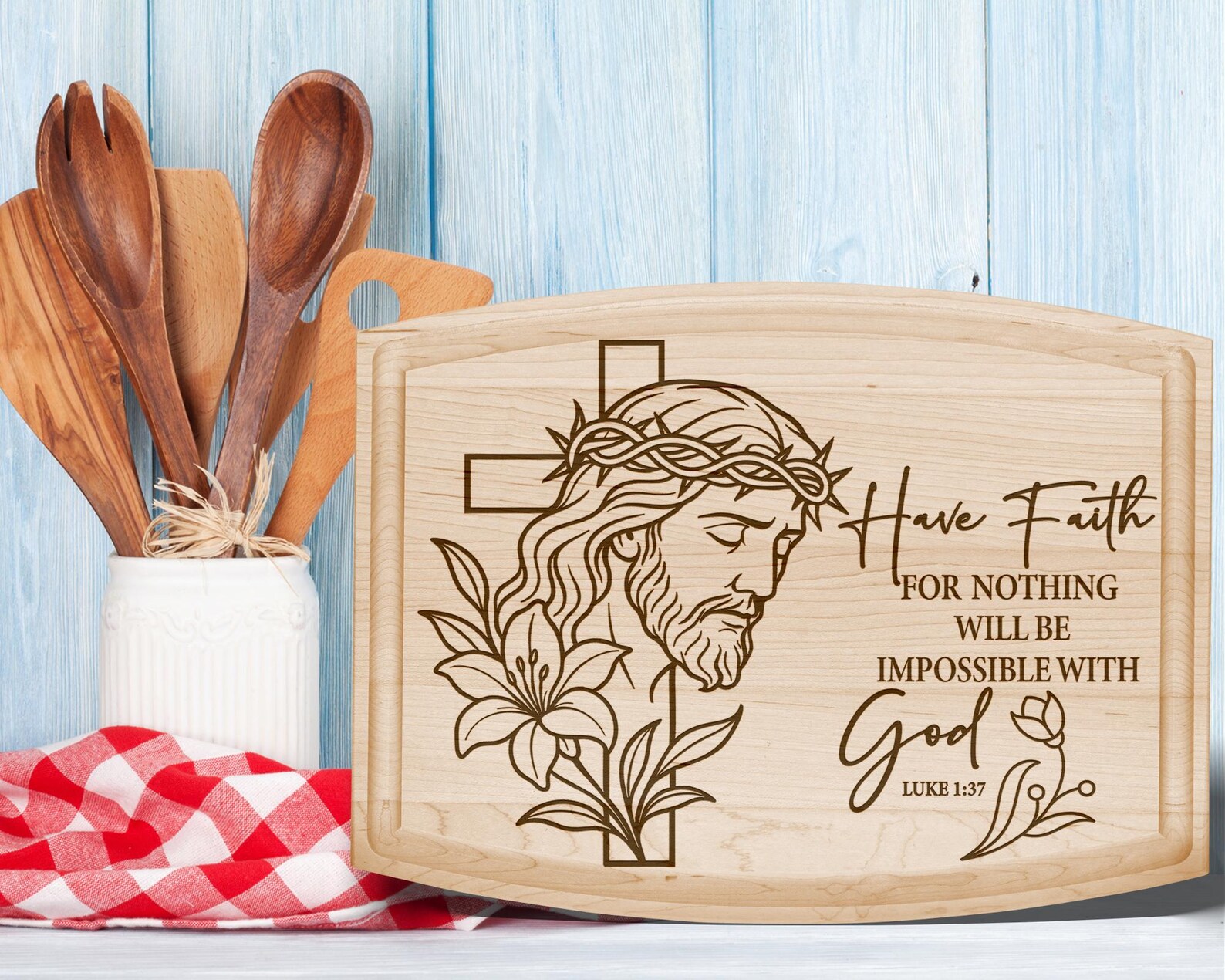 Jesus Bible Verse Cutting Board Laser Engraved File Design, Charcuterie ...
