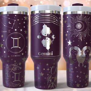 Zodiac Sign GEMINI Laser Engraved Full Wrap Design for 40oz Tumbler ...
