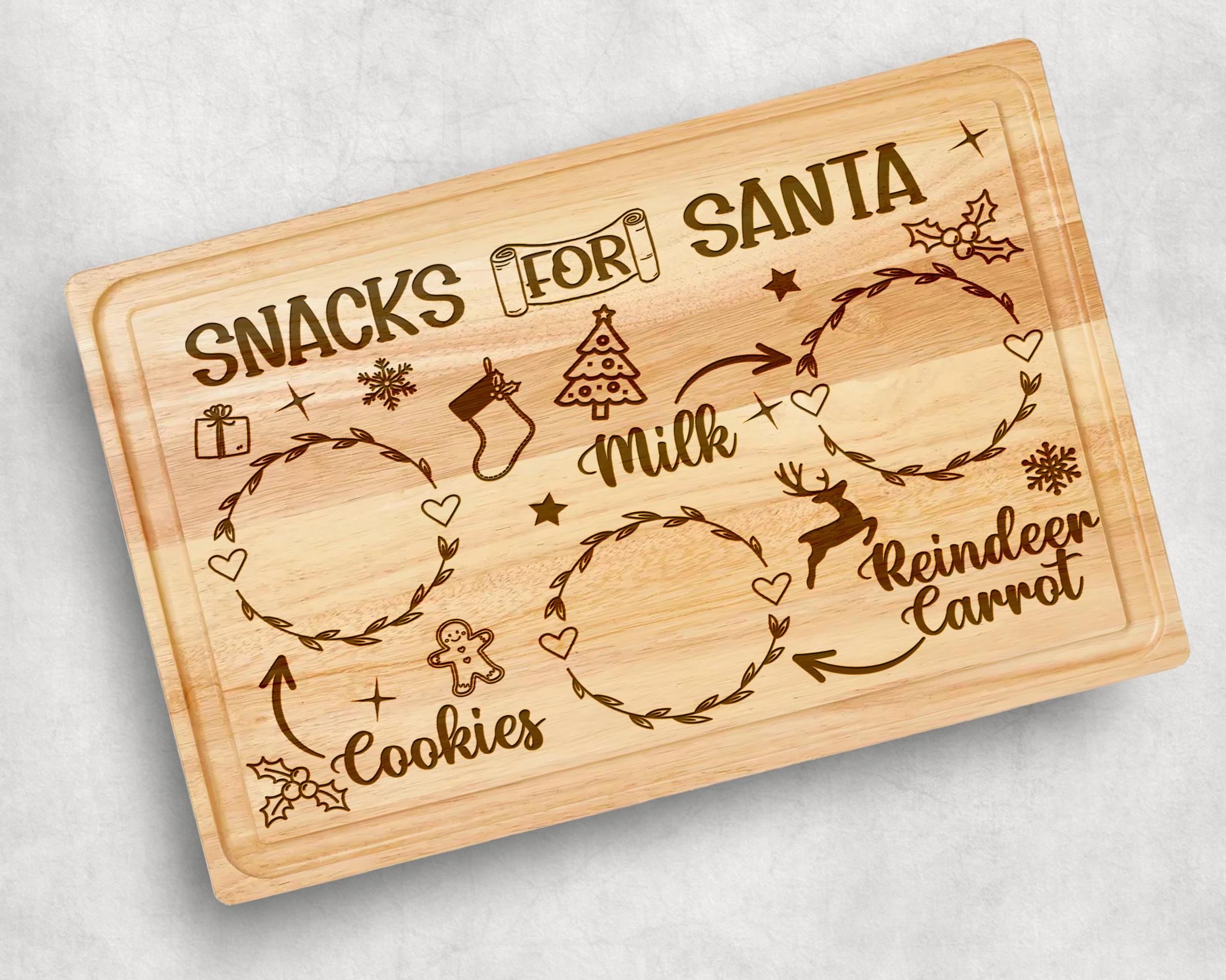 Snacks for Santa Cutting Board Laser Engraved File Design, Charcuterie ...