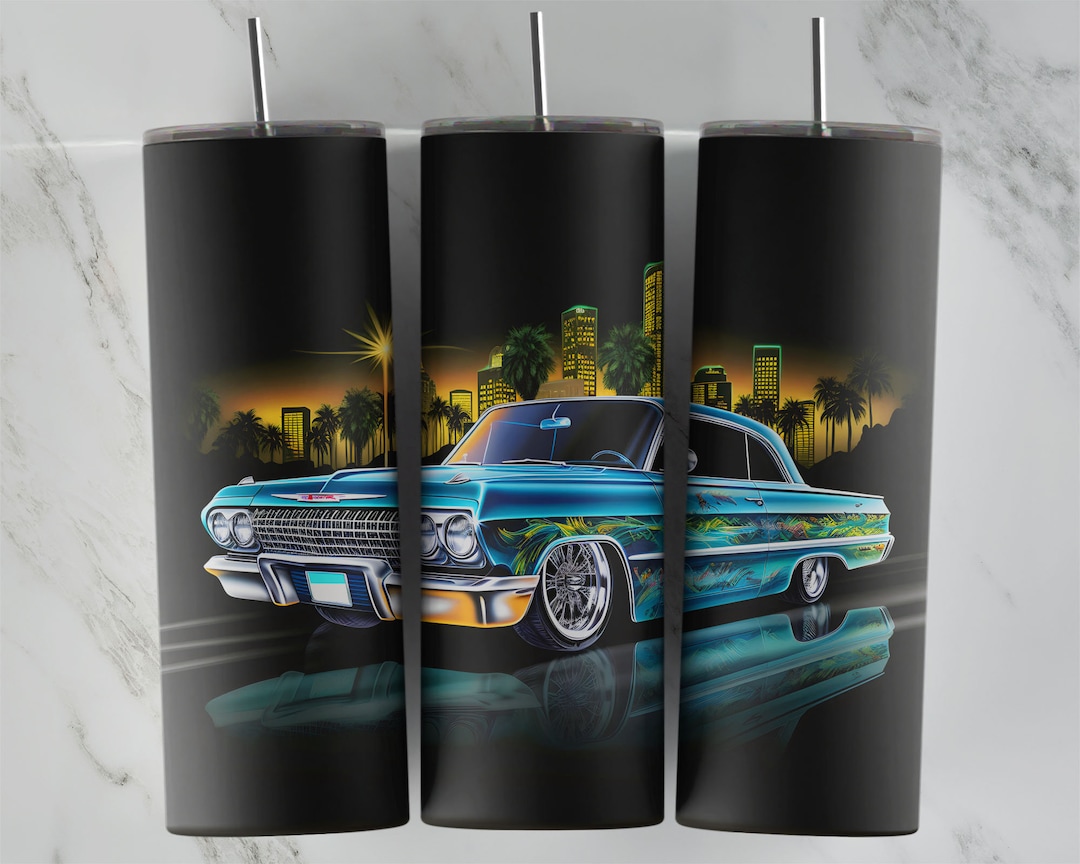 Lowrider Classic Car 20 Oz Skinny Tumbler Wrap Sublimation PNG File ...