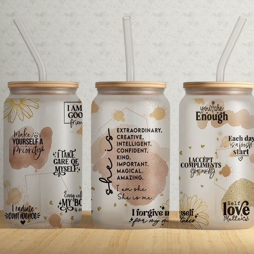 Self Love Affirmation 16oz Libbey Can Tumbler Wrap Png File Etsy