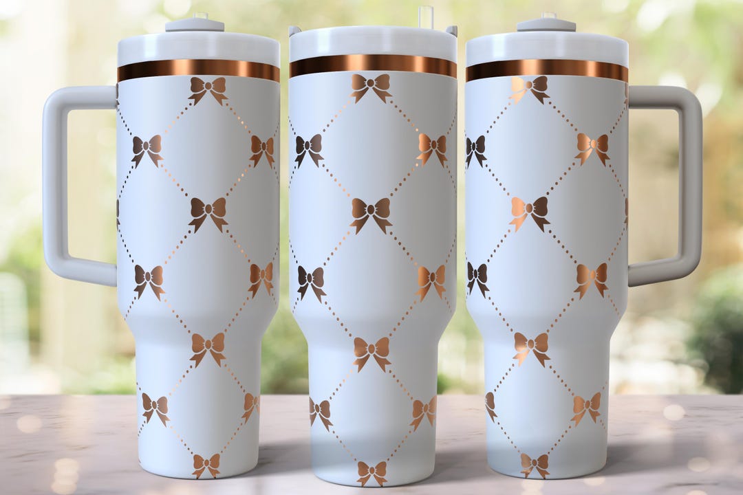 Ribbon Bow Laser Engraved Full Wrap Design for 40oz Tumbler, Digital ...