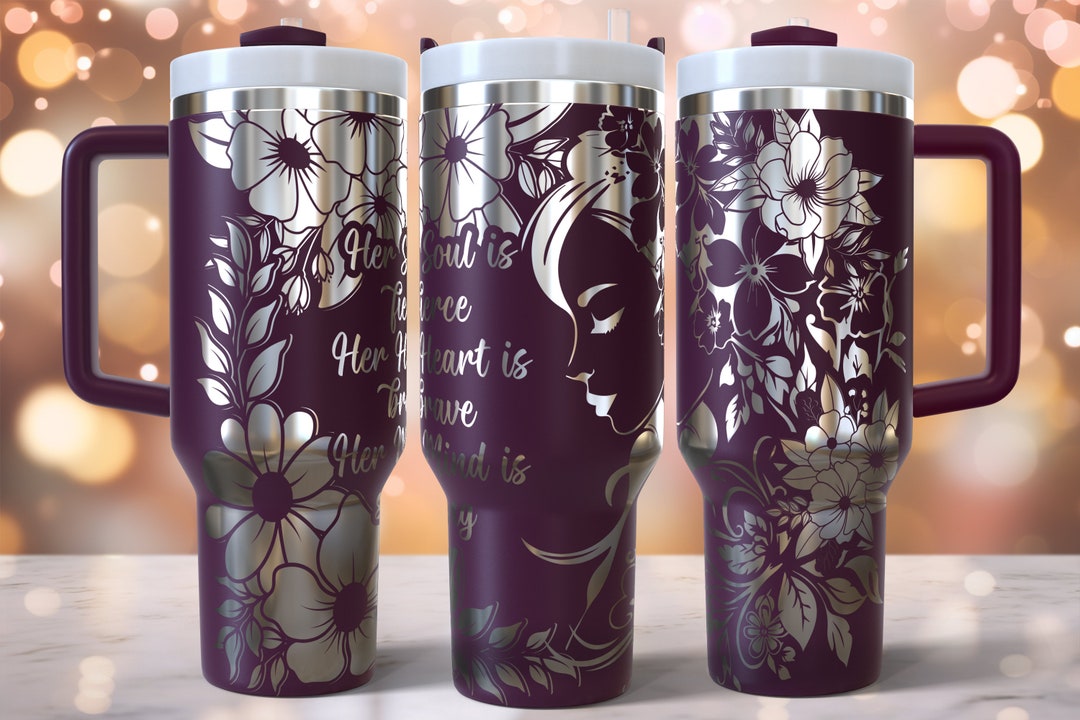 Floral Laser Engraved Full Wrap Design for 40oz Tumbler, Digital ...