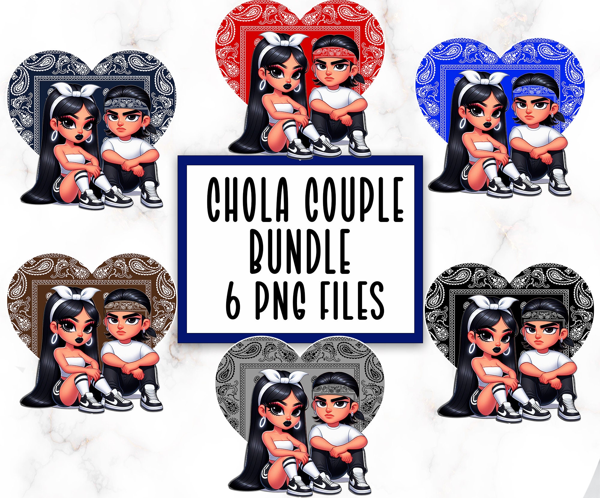Bandana Cholo Chola Couple PNG Sublimation T Shirt Design - Chicano ...
