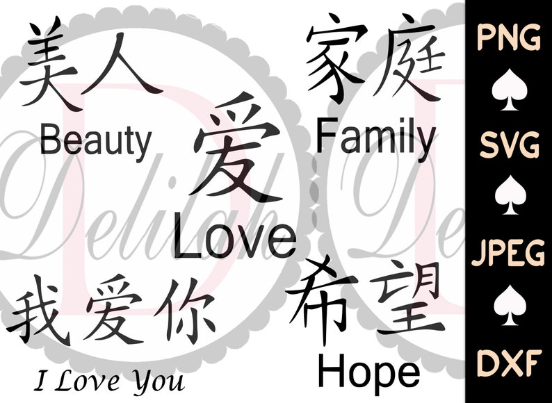 Chinese Symbols SVG/PNG Instant Digital Download • Chinese Letters SVG ...