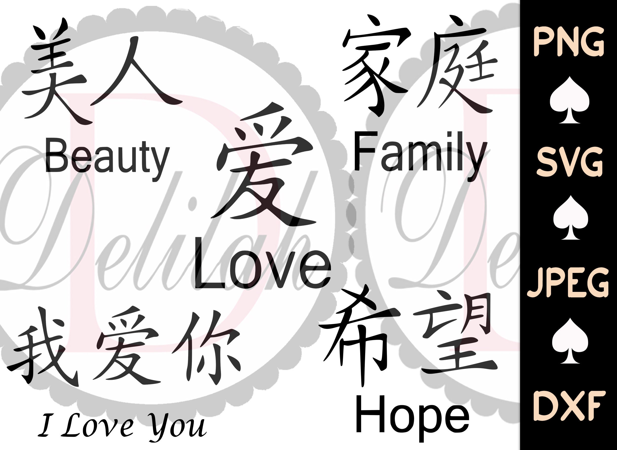 Chinese Symbols SVG/PNG Instant Digital Download Chinese | Etsy