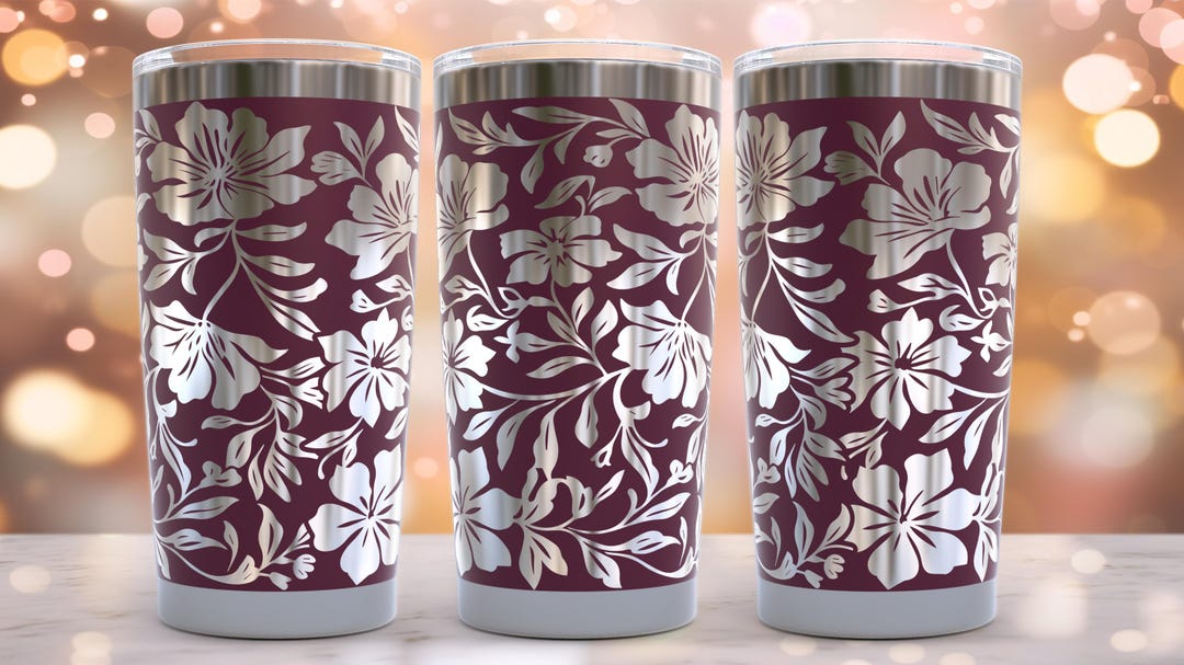 Flower Vines Laser Engraved Full Wrap Design for 20oz Tumbler, SVG ...