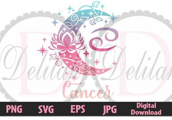 CANCER Zodiac Sign SVG Zodiac Star Signs Cancer Moon - Etsy