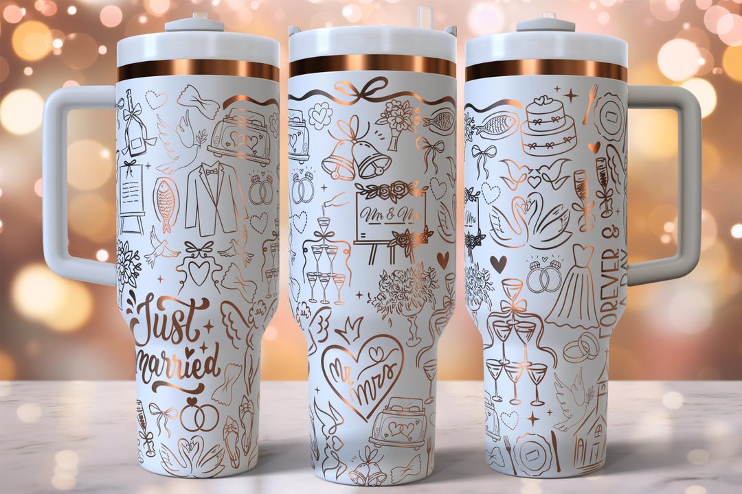 Whimsical Wedding Laser Engraved Full Wrap Design for 40oz Tumbler ...