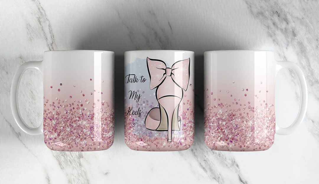 Pink Glitter Overlay 15OZ Coffee Mug Sublimation Design PNG File • Talk ...