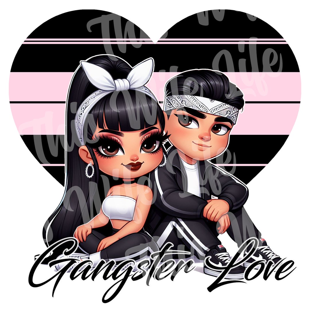 Gangster Love Hispanic Couple Sublimation PNG Design, Valentines Day ...